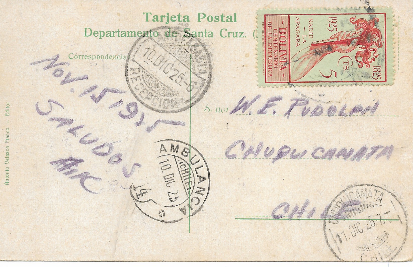 BOLIVIA COVERS AND POSTAL STATIONARY